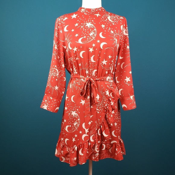 ASOS | Dresses | Asos Stars And Moon Wrap Front Mini Dress Nwt | Poshmark